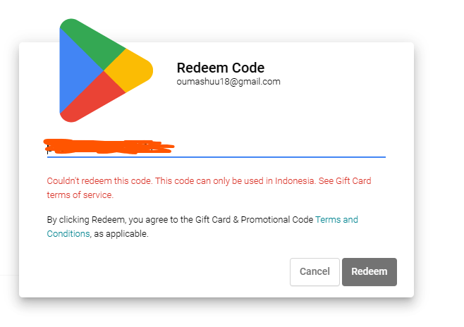 I am unable to Redeem Google Play Gift Card (Same Country) - Google ...
