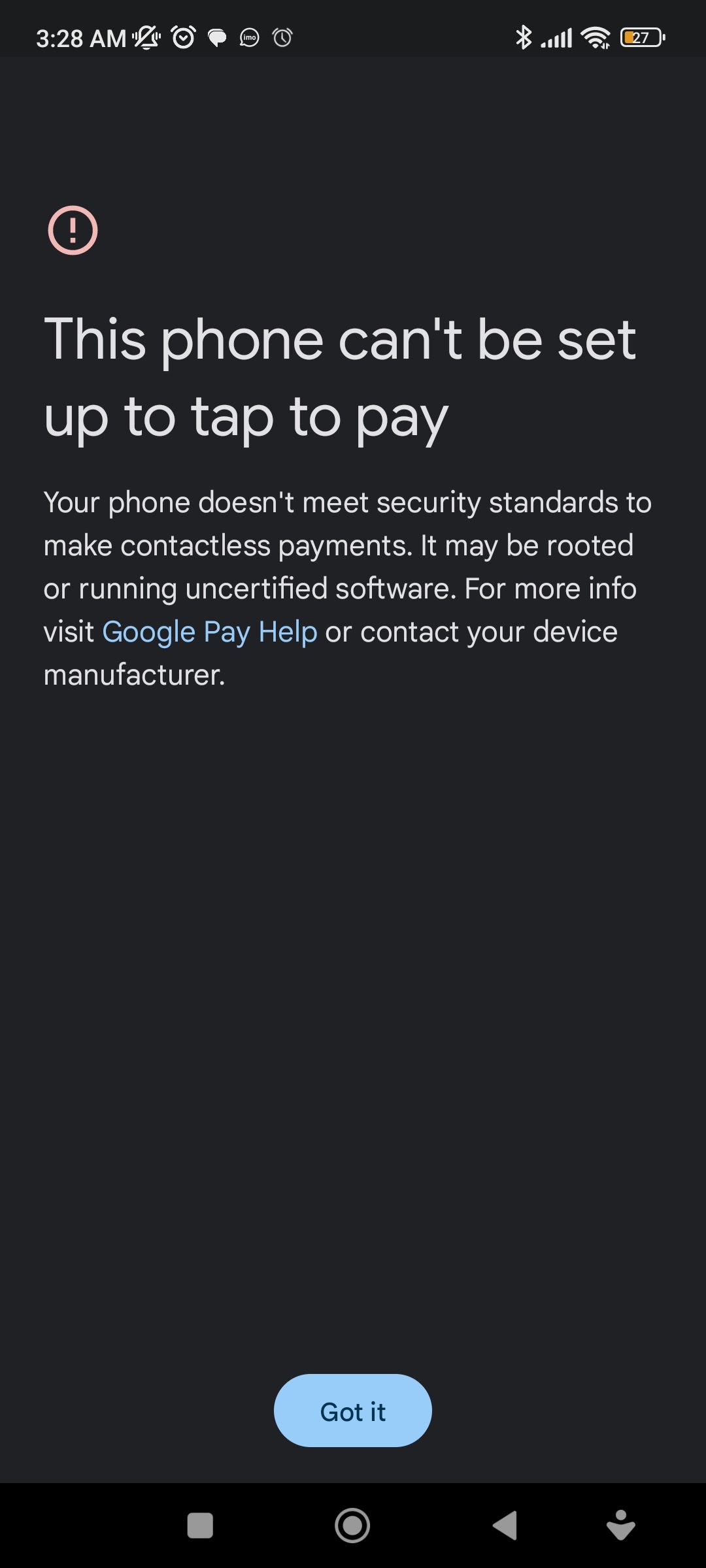 This phone can't be set up to tap to pay - Google Wallet Community