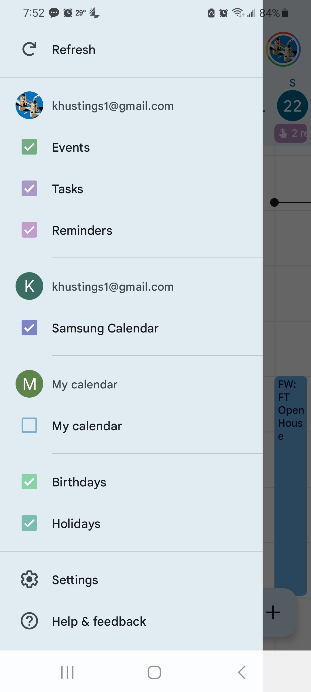 Ap shows different synced calendars than webpage/computer - Google Calendar Community