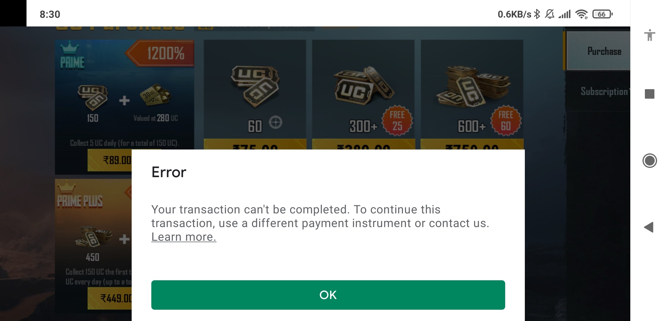 This transaction can't be completed. To continue this transaction, use ...