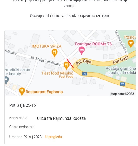 google maps won't accept my road changes, even though the current state ...