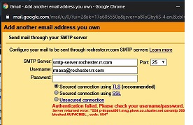 Problem with adding another email address - Authentication error ...
