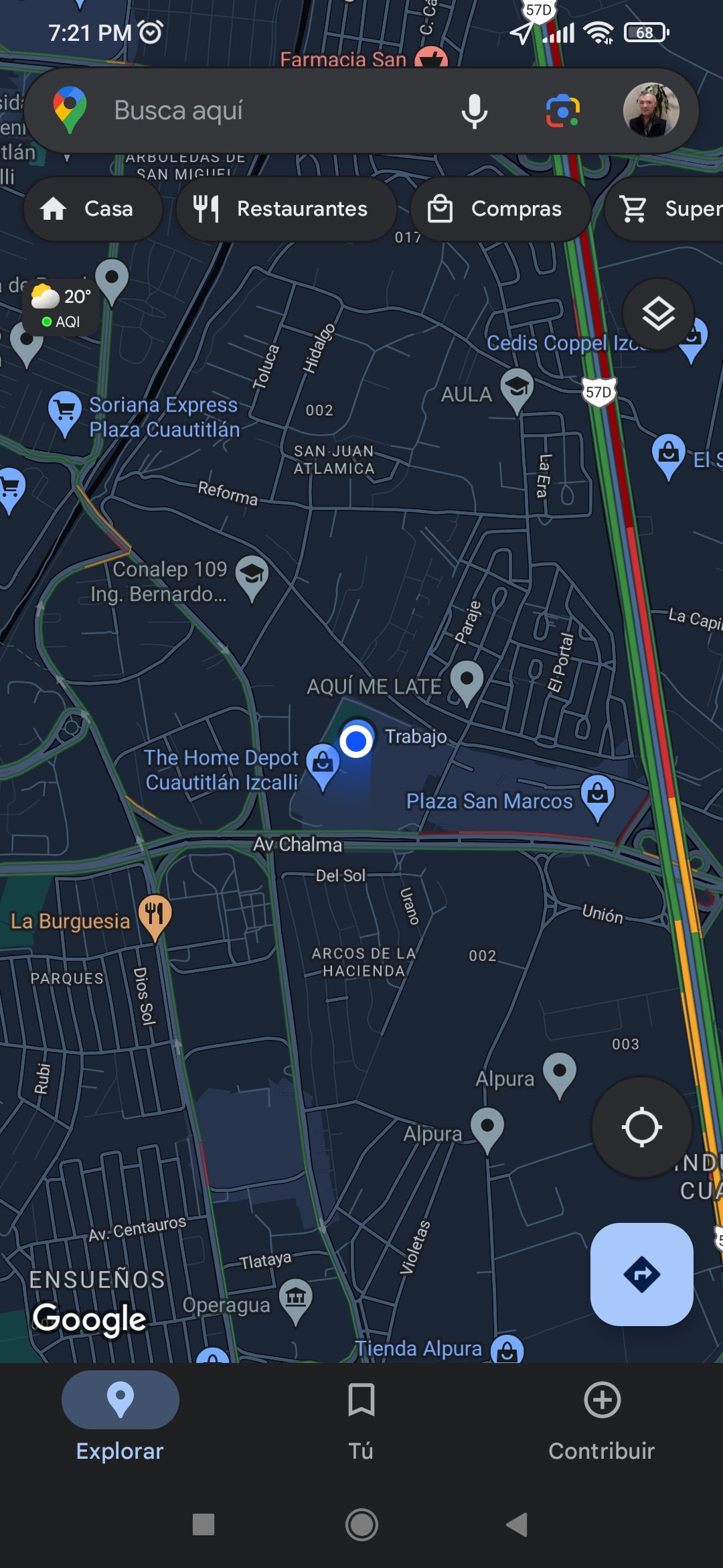 En Maps no está completa la parte de abajo de la barra de estado y no ...