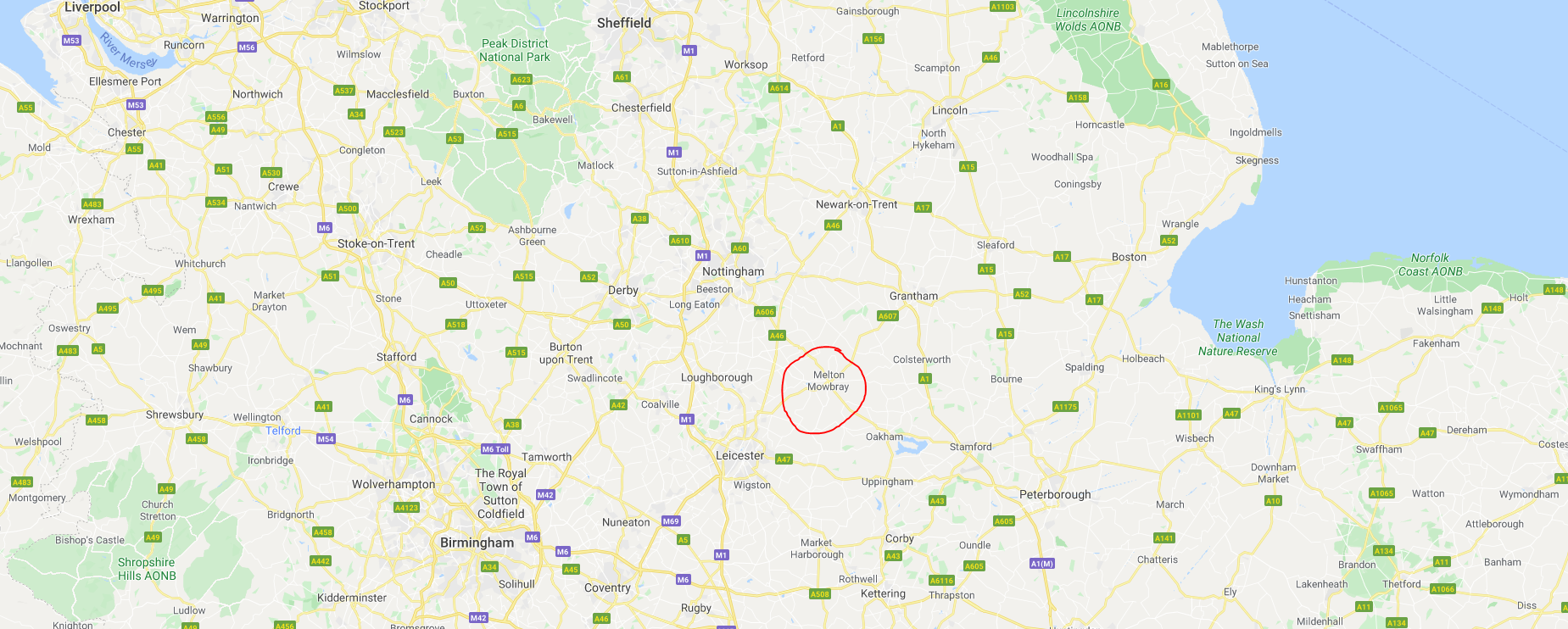 Will you add a white dot for Melton Mowbray? The town seems big enough ...