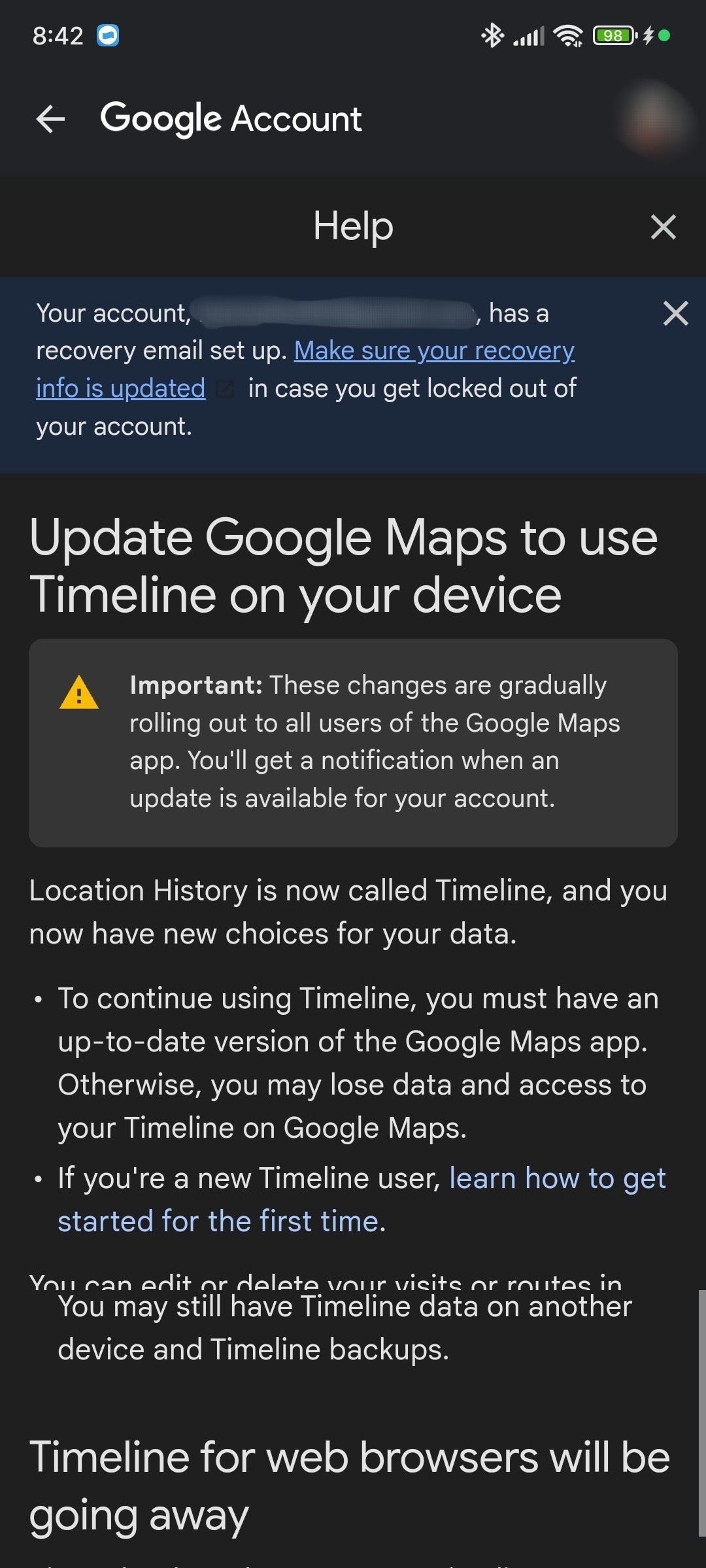 Timeline on personal account cannot be activated - Google Maps Community