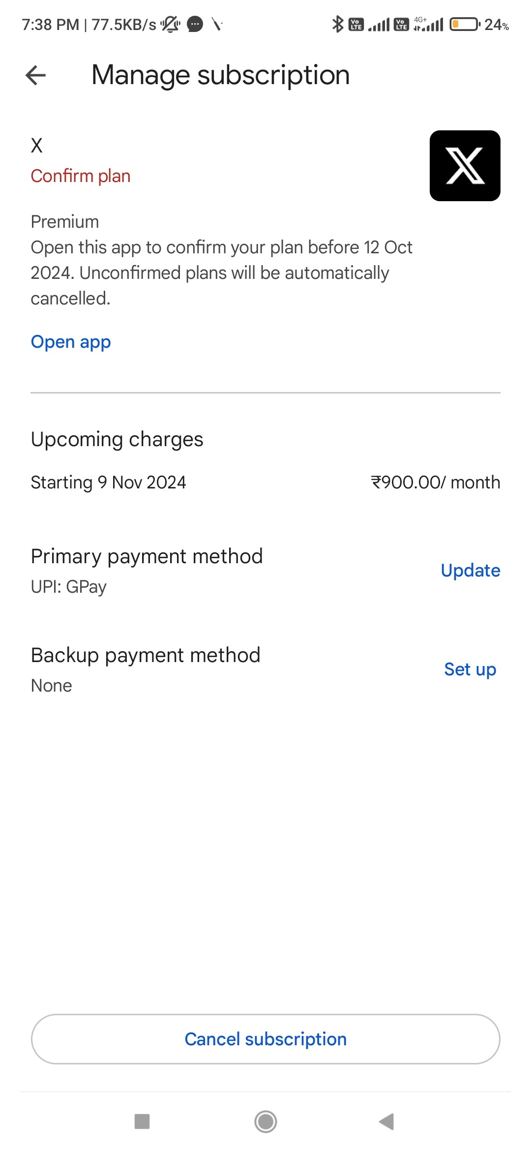 I am facing the issue to get X Subscription even after confirmation of ...