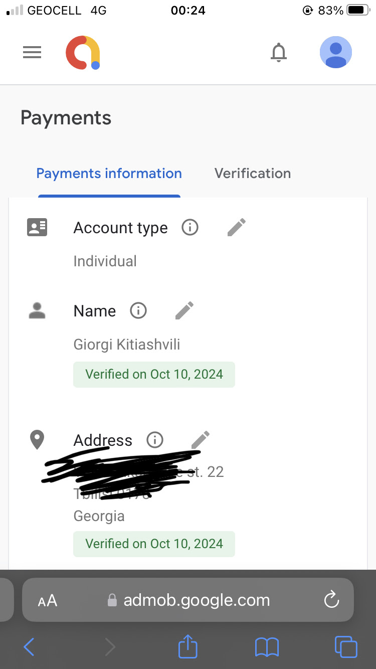 Payment info - Google AdMob Community