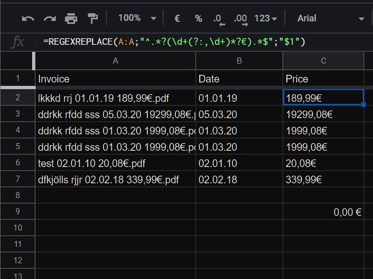 Convert Regex Result to Currency - Google Docs Editors Community