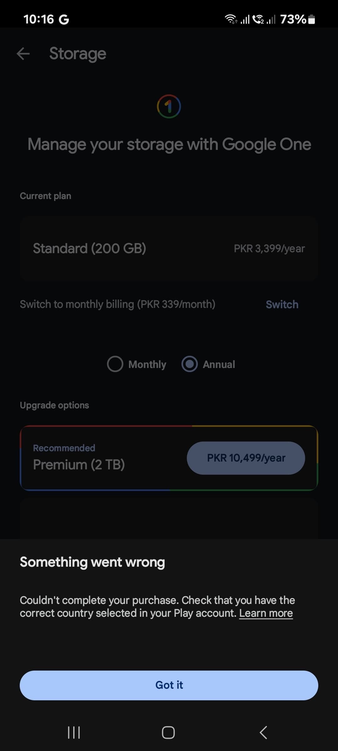 Google Storage Country Issue - Google One Community