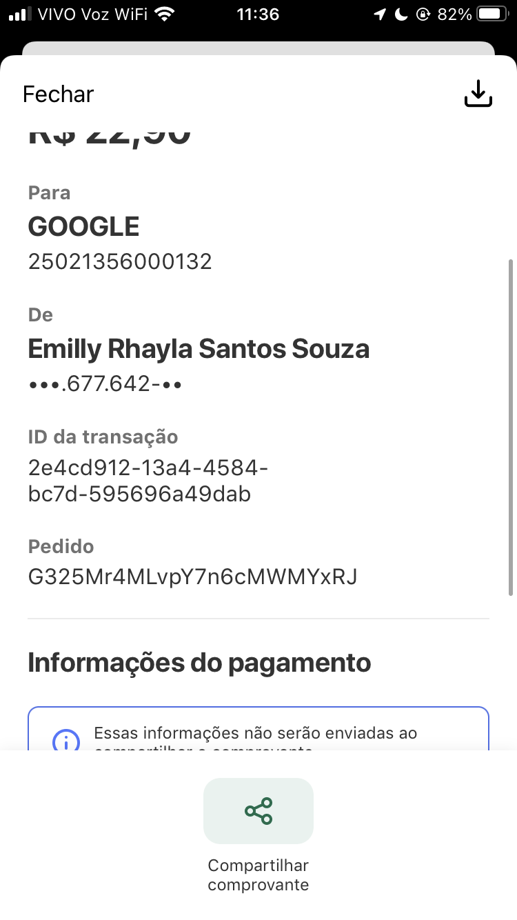 uma compra realizada no nome da google foi feita a partir do meu banco ...