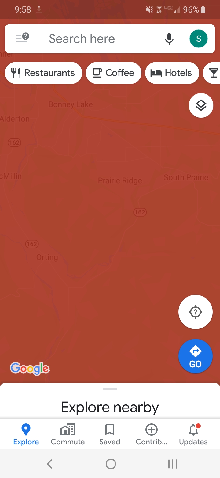 Why is this red overlay obscuring about half the world? - Google Maps ...