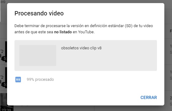Mi video no termina de procesar, se queda en el 99% y ha estado asi por ...