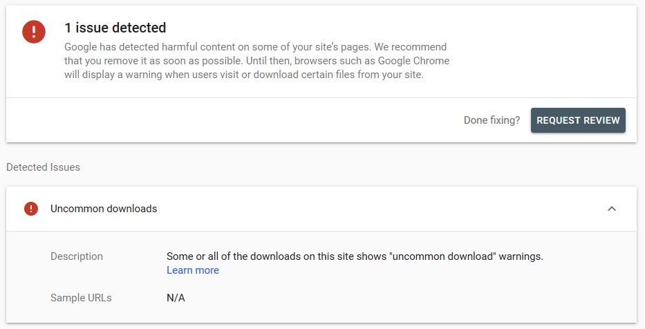 Why i'm getting ERROR Google has detected harmful content on some of ...