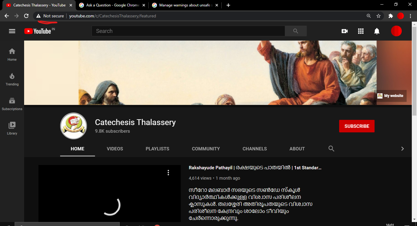 Why YouTube say 'not secure' while accessing a channel? - Google Chrome ...