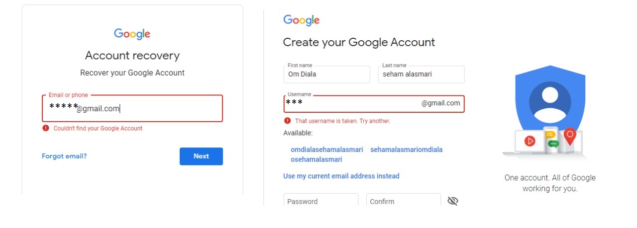 I cannot open my account or create a new account with the same name ...