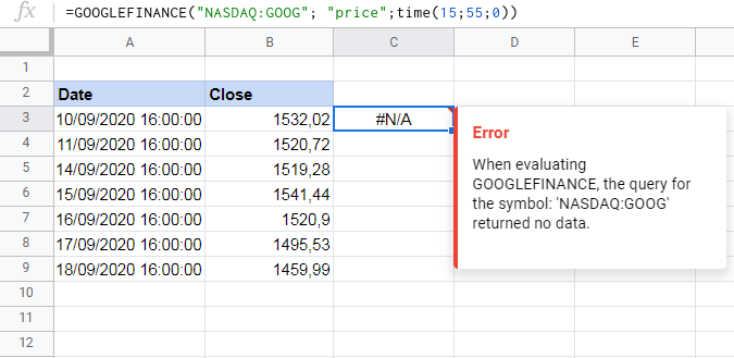 Find Stock Price At Specific Time Google Docs Editors Community
