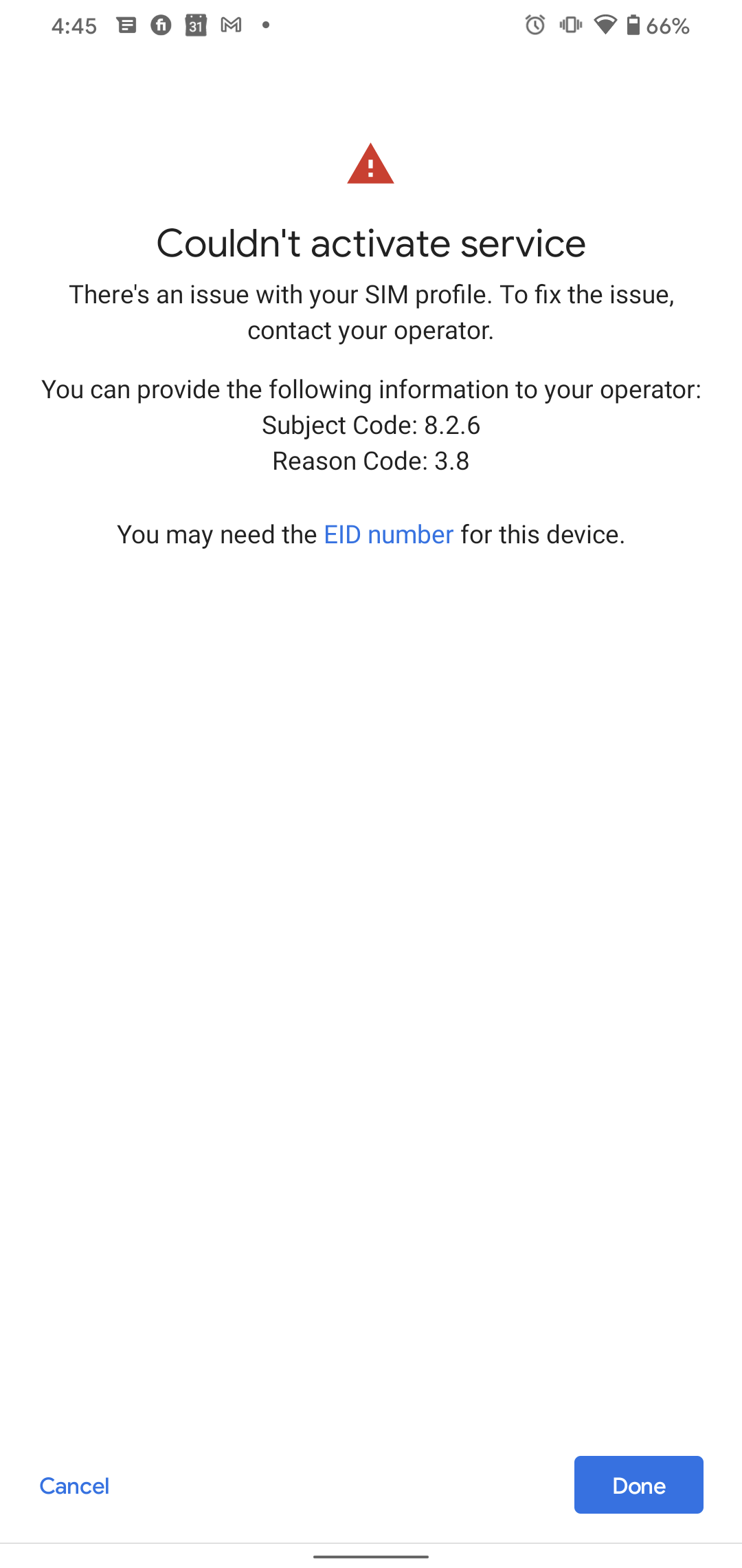 Can t Activate ESIM Reason Code 3 8 Google Pixel Community Can t Activate ESIM Reason Code 3 8 Google Pixel Community