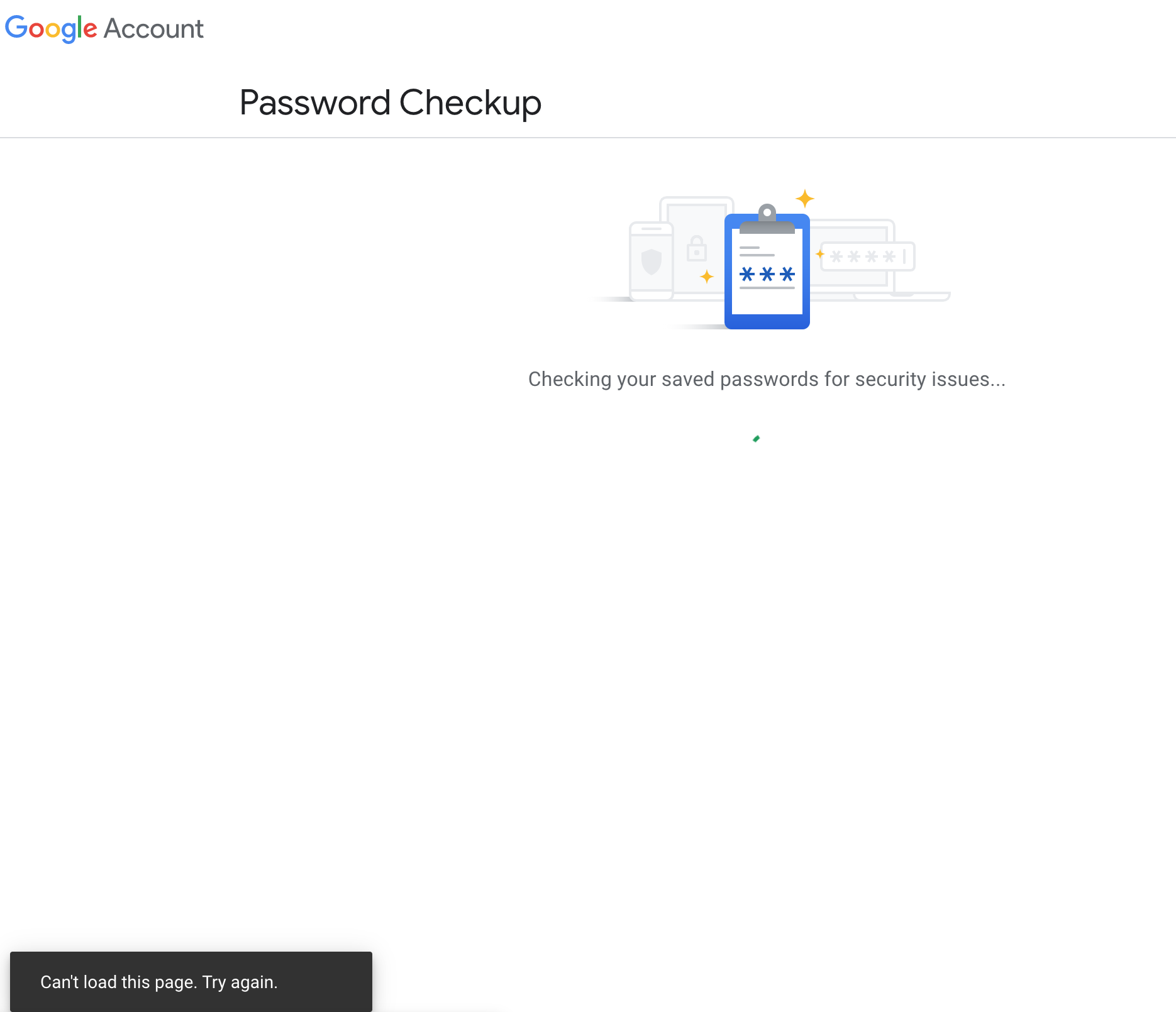 Password Checkup in constant loading state - Google Chrome Community