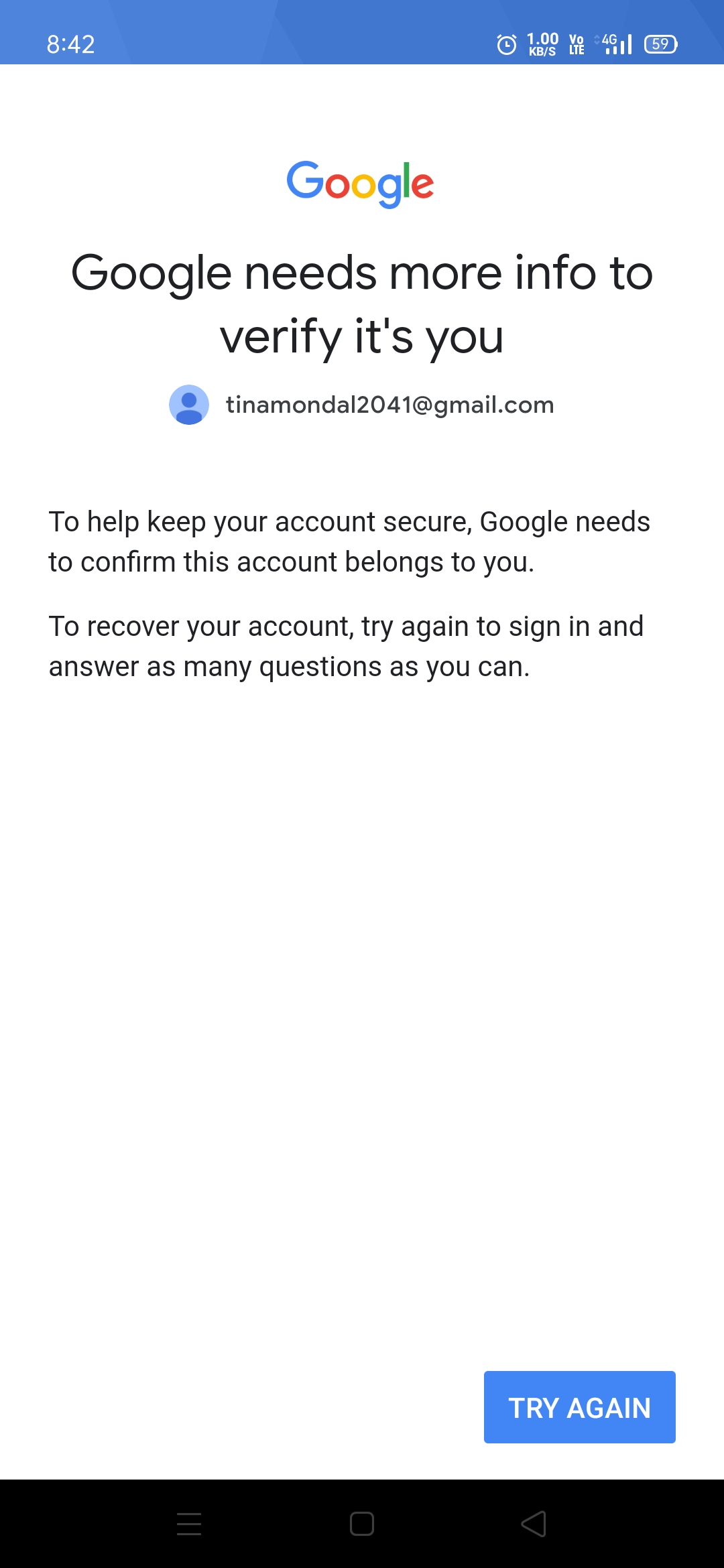 to help keep your account secure google needs to confirm this account ...