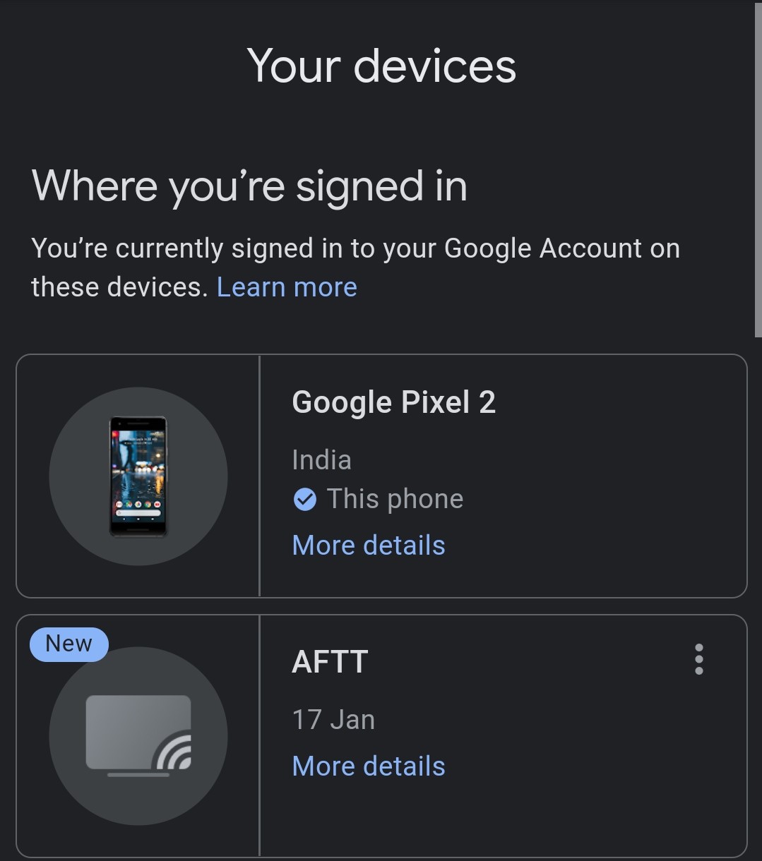 AFTT is showing as a signed in device - Google Account Community