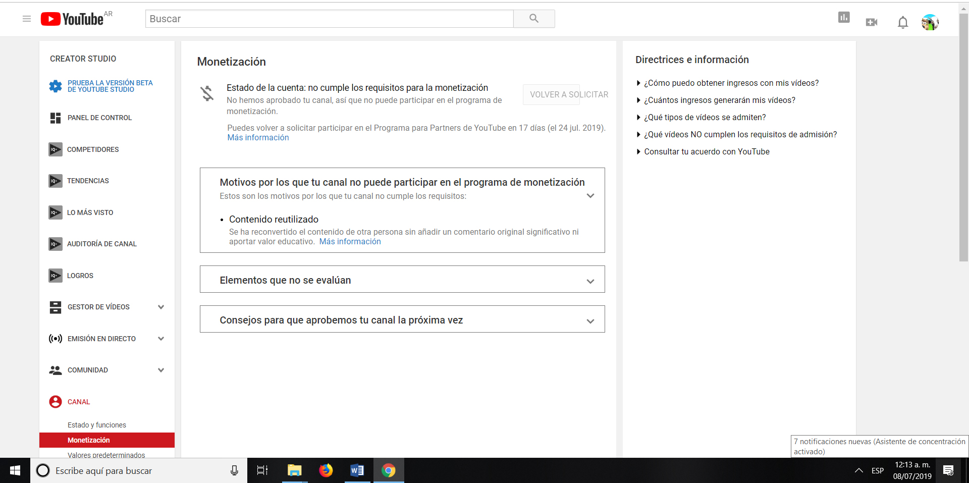 Me desmonetizaron por contenido reUtilizado. EL CONTENIDO ES TOTALMENTE MIO - Comunidad de YouTube