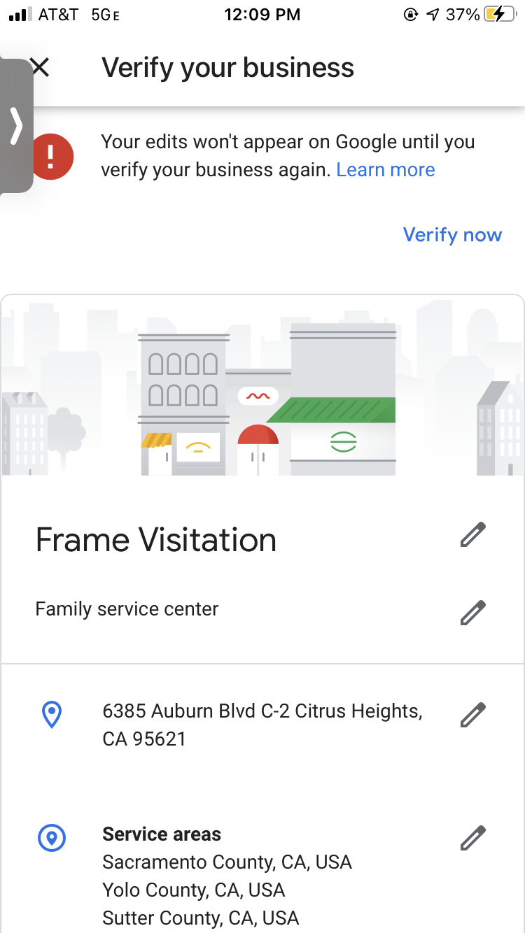 When trying to request a postcard to verify my business, I get a notice ...