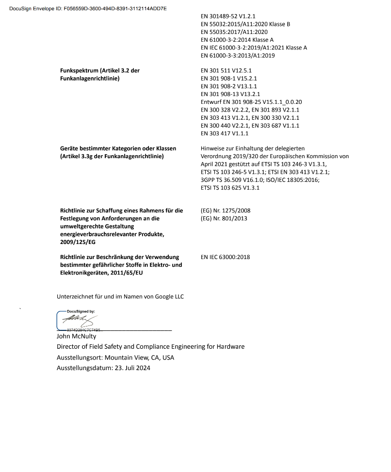 Informationen zur Sicherheit sowie rechtliche Hinweise für Google Pixel ...