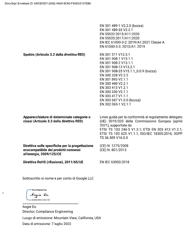 Guida relativa a sicurezza e normative di Pixel 7 e Pixel 7 Pro - Guida ...