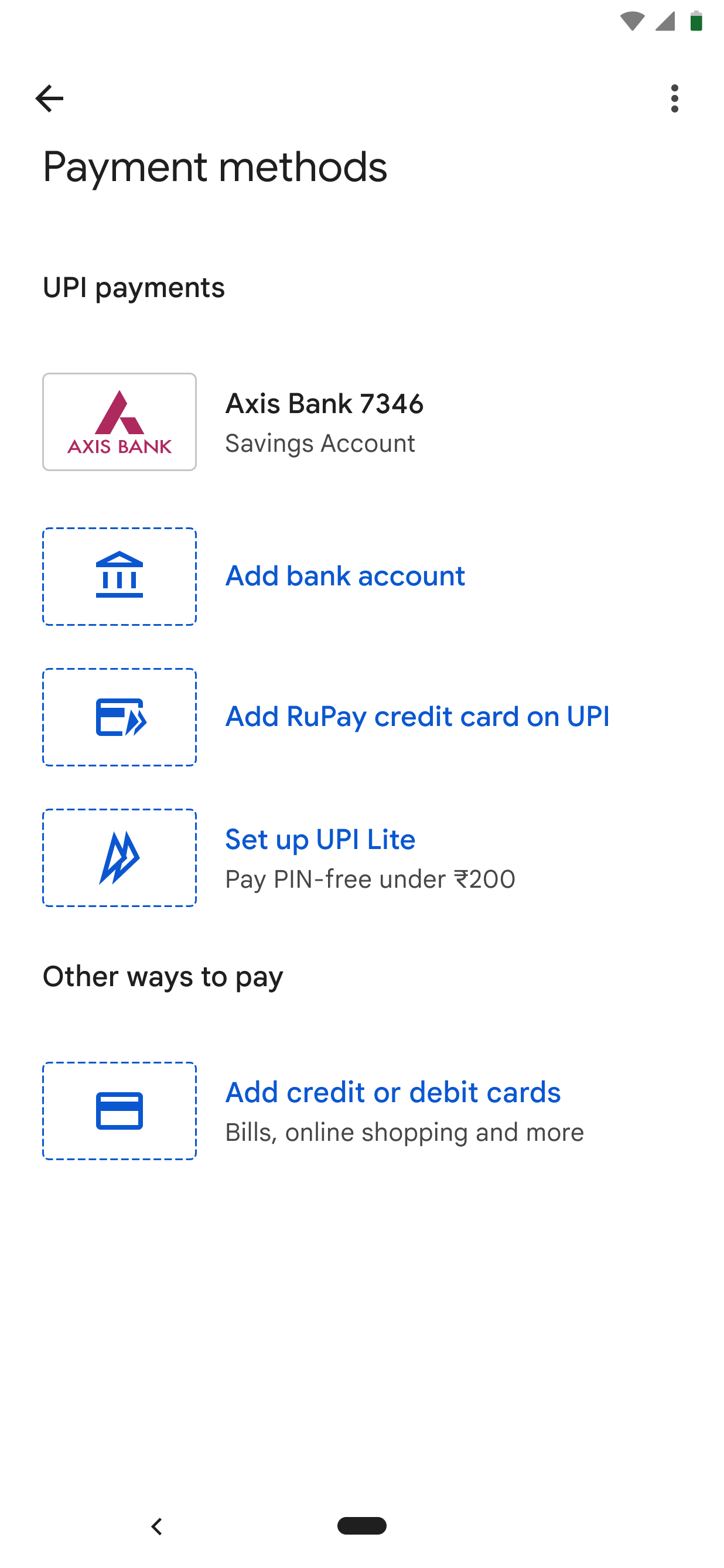 Add a credit or debit card for payments - Google Pay Help