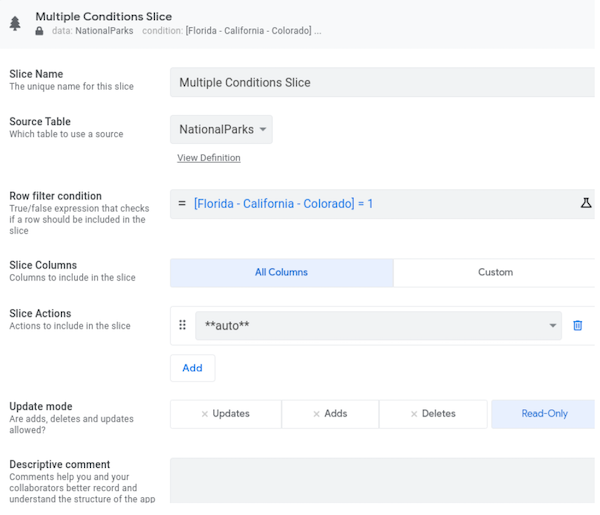 Slice row filter conditions - AppSheet Help