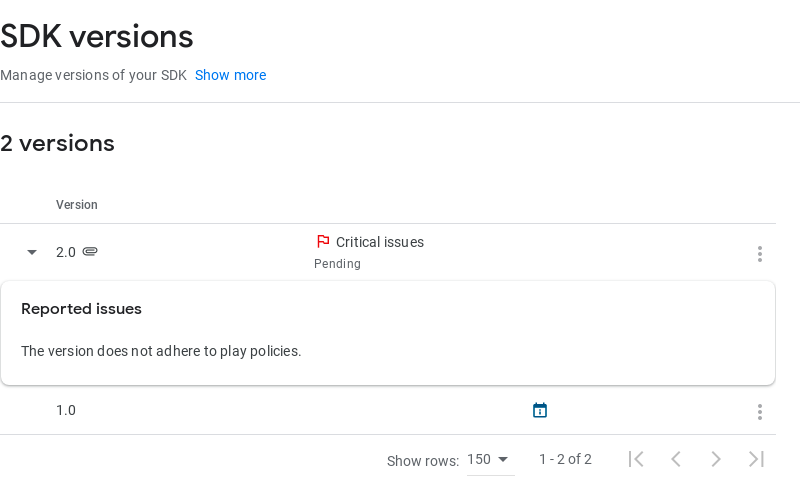 View SDK versions with potential policy issues or vulnerabilities - Play Console Help