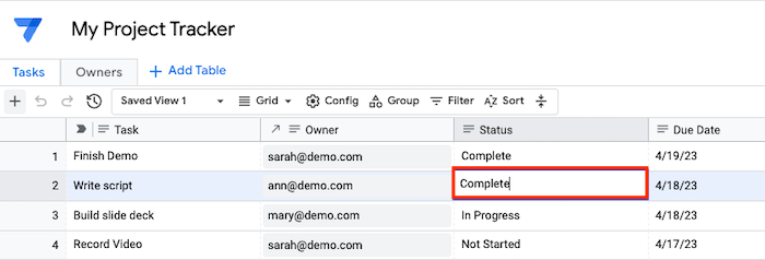Quick Start Build Your First Automation Using An Appsheet Database Appsheet Help