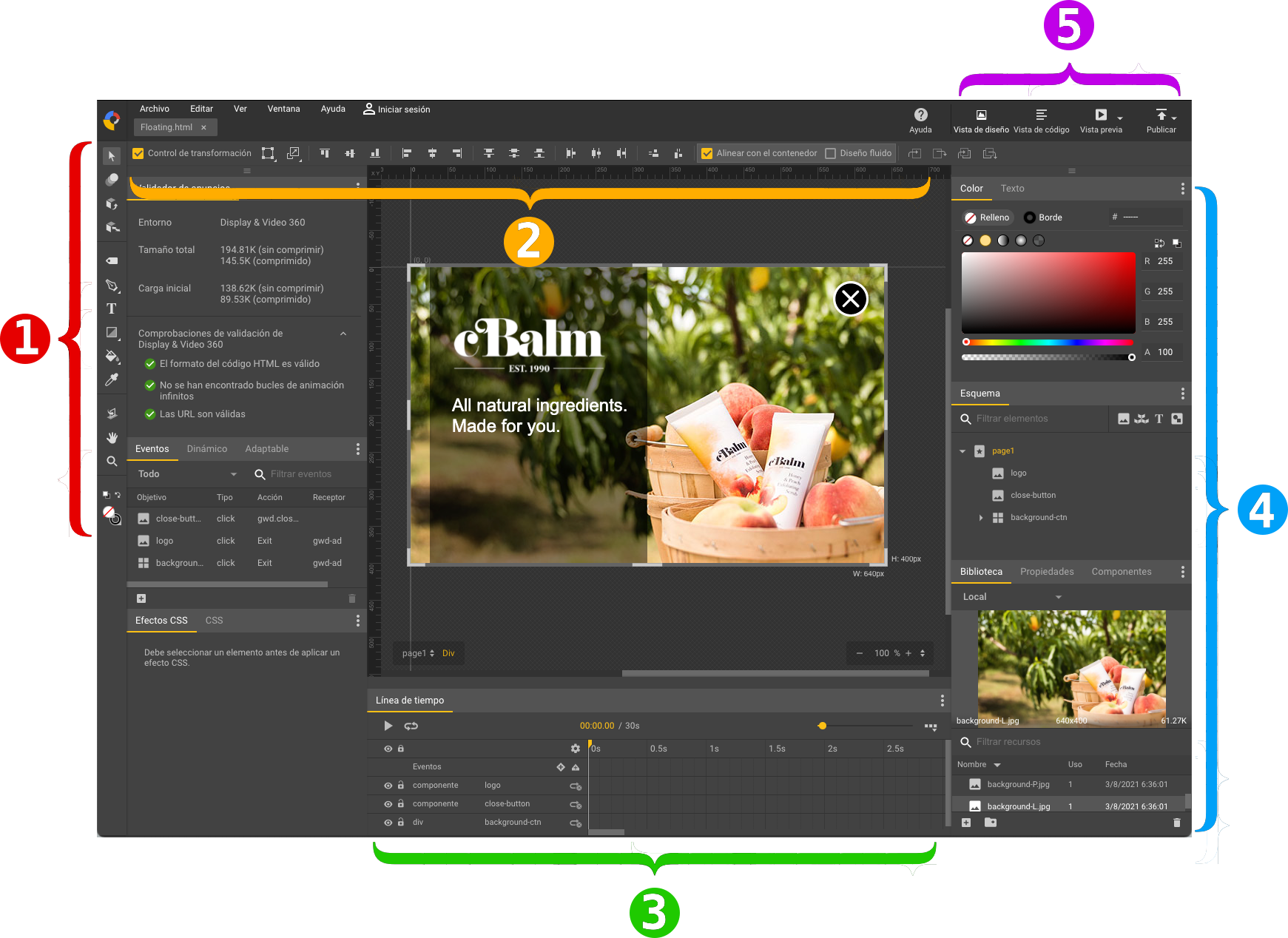 Interfaz de Google Web Designer - Ayuda de Google Web Designer