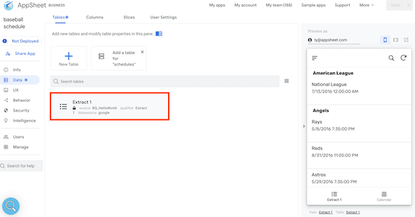 Use data from Google BigQuery with Connected Sheets - AppSheet Help
