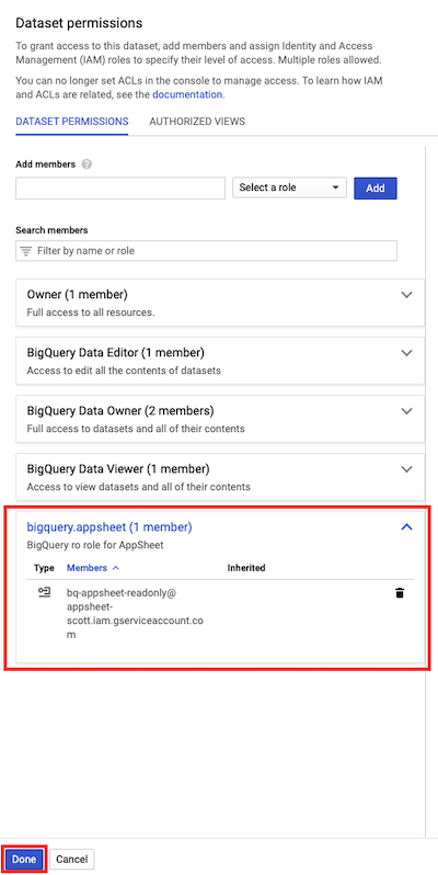 Use data from Google BigQuery with the BigQuery data source - AppSheet Help