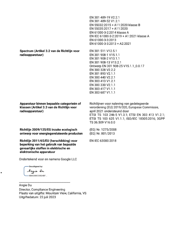 Handleiding voor veiligheid en regelgeving voor de Pixel 8 en Pixel 8 ...