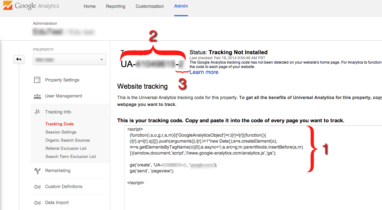Find your tracking code, tracking ID, and property number - Analytics Help