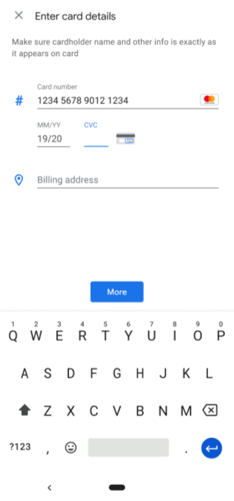 Add a credit or debit card for payments - Google Pay Help