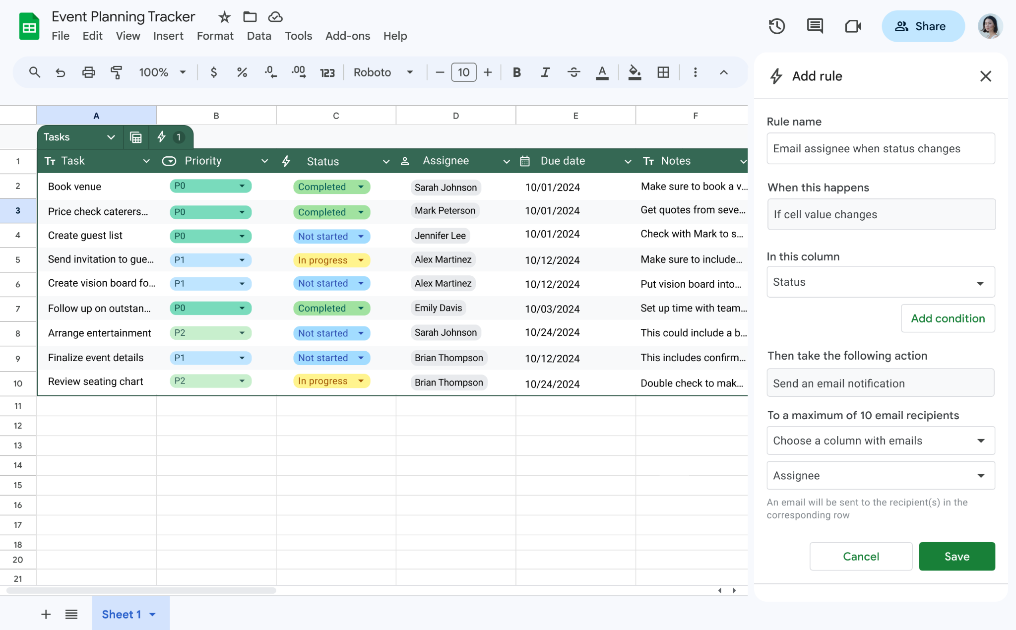 Use conditional notifications - Google Docs Editors Help