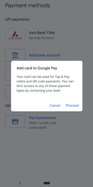 Add a credit or debit card for payments - Google Pay Help