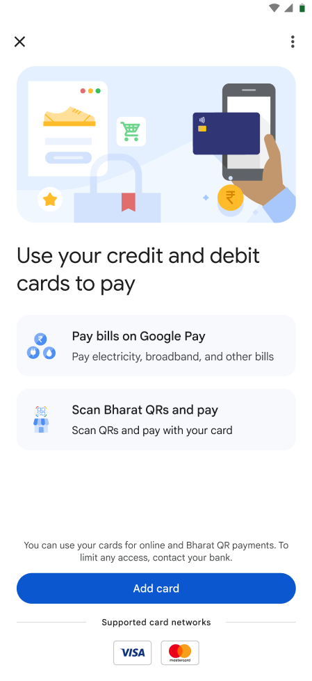 Add a credit or debit card for payments - Google Pay Help