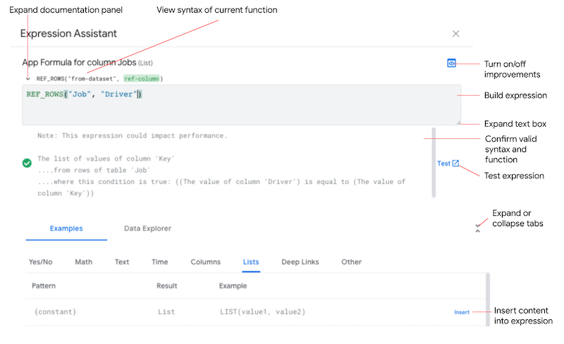 Build expressions using the Expression Assistant - AppSheet Help