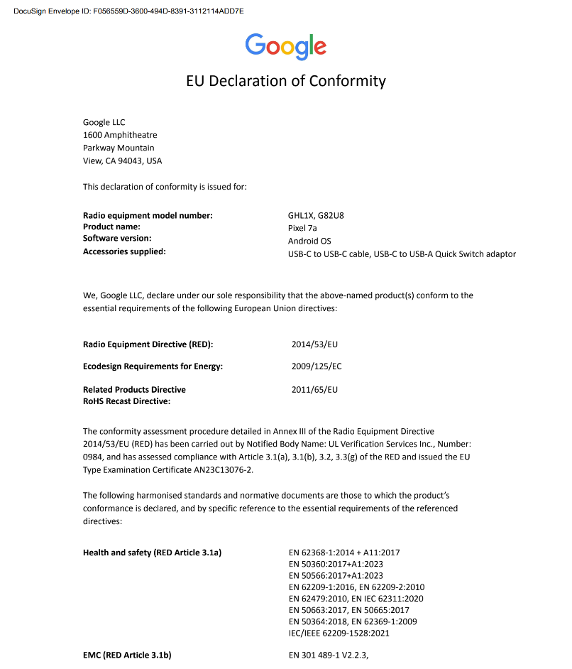 Safety and regulatory guide for Pixel 7a - Pixel Phone Help