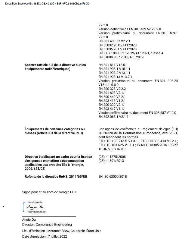 Guide sur la sécurité et la réglementation pour le Pixel 7 et Pixel 7 ...