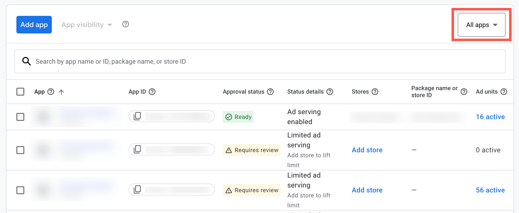 Hide or show an app in AdMob - Google AdMob Help