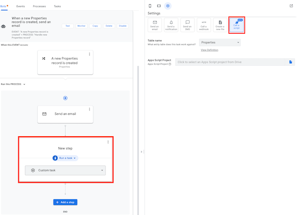 Call Apps Script from an automation - AppSheet Help
