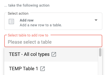 Bot action: Add row to table - Tables Help Center
