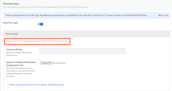 Enable push notifications in Android branded apps - AppSheet Help