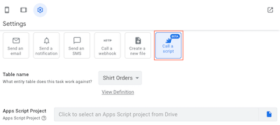Quick start: Call Apps Script from an automation - AppSheet Help