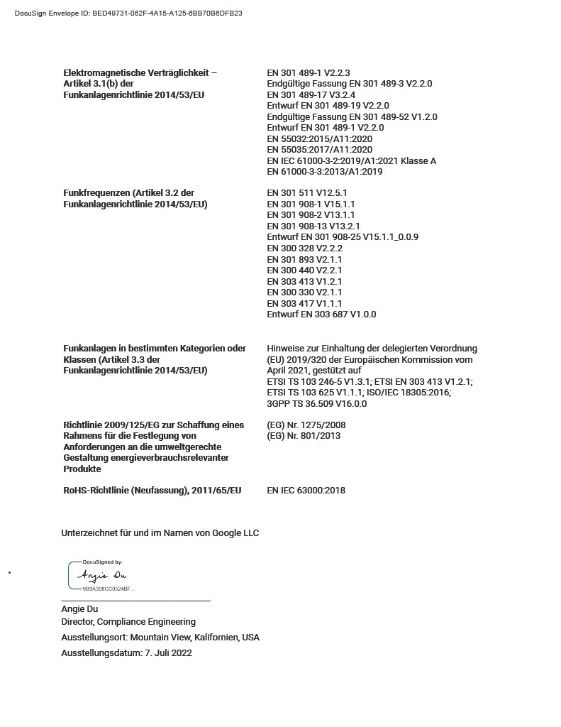 Informationen zur Sicherheit sowie rechtliche Hinweise für Google Pixel ...